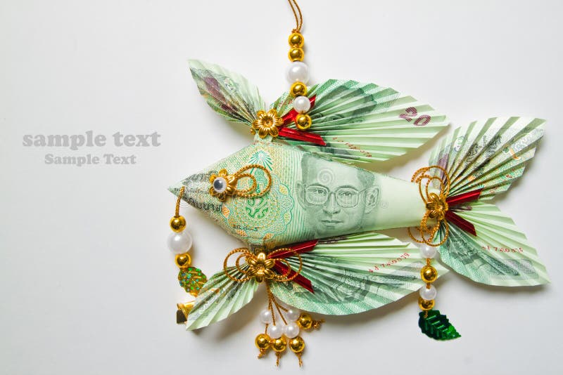 Thai Banknote Twenty Bath Folded into a Fish Stock Image - Image of ...