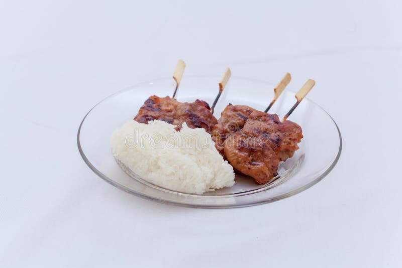 Thai Barbecue with Rice Stick Stock Photo - Image of meat, pepper: 69520982