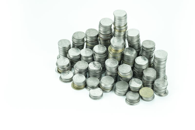 Thai Bath Coins Isolated on White Background Stock Image - Image of ...