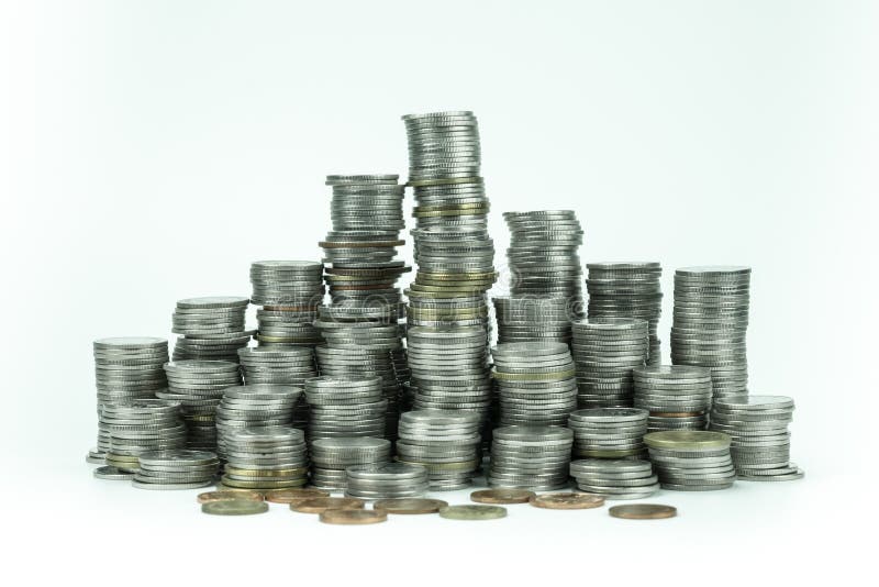 Thai Bath Coins Isolated on White Background Stock Image - Image of ...