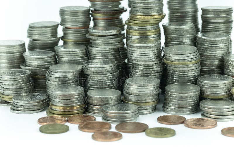 Thai Bath Coins Isolated on White Background Stock Image - Image of ...