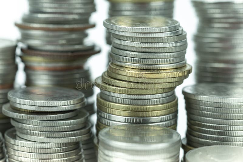 Thai Bath Coins Isolated on White Background Stock Image - Image of ...