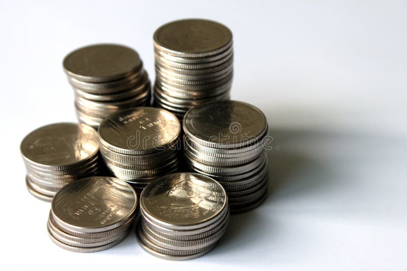 Thai Bath Coins Isolated on White Background Stock Image - Image of ...