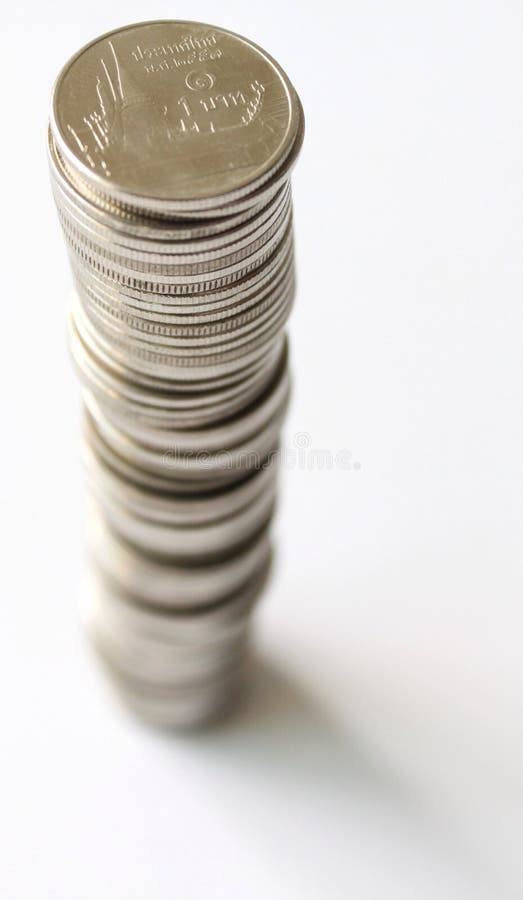 Thai Bath Coins Isolated on White Background Stock Image - Image of ...