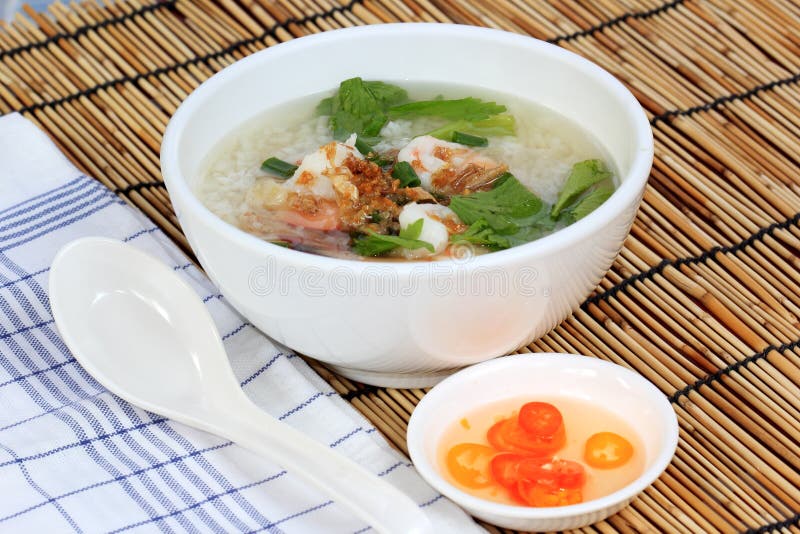 Thai Boiled Rice with Shrimp Stock Image - Image of morning, breakfast ...