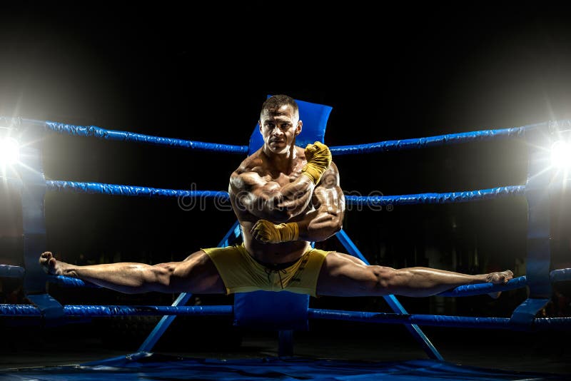 Thai Boxer on Boxing Ring Do the Splits Stock Photo - Image of boxer ...
