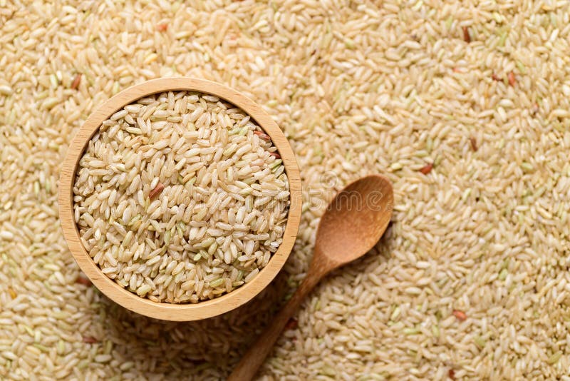 Thai Brown Rice Seeds in Bowl, Organic Rice Stock Photo - Image of ...