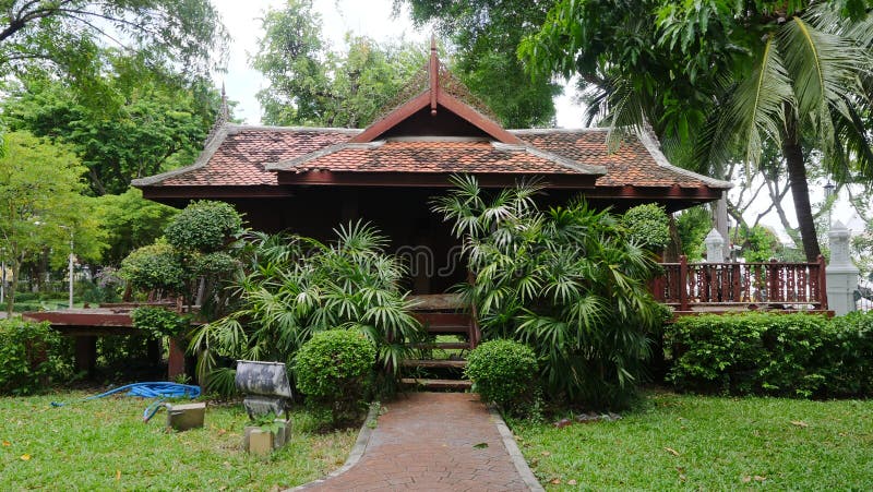 Thai Building in the Park is Beautiful and Classic House Stock Image ...