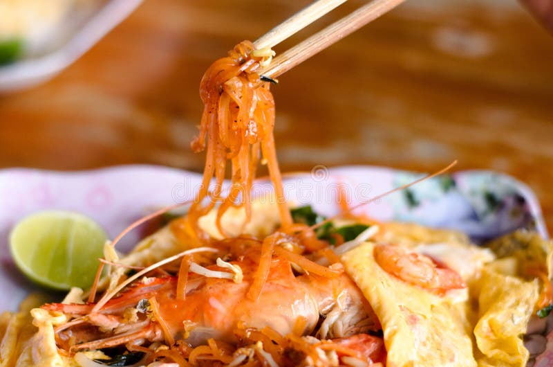 Thai Chef is Cooking Fried Nooddle that Called Pad Thai Stock Photo ...