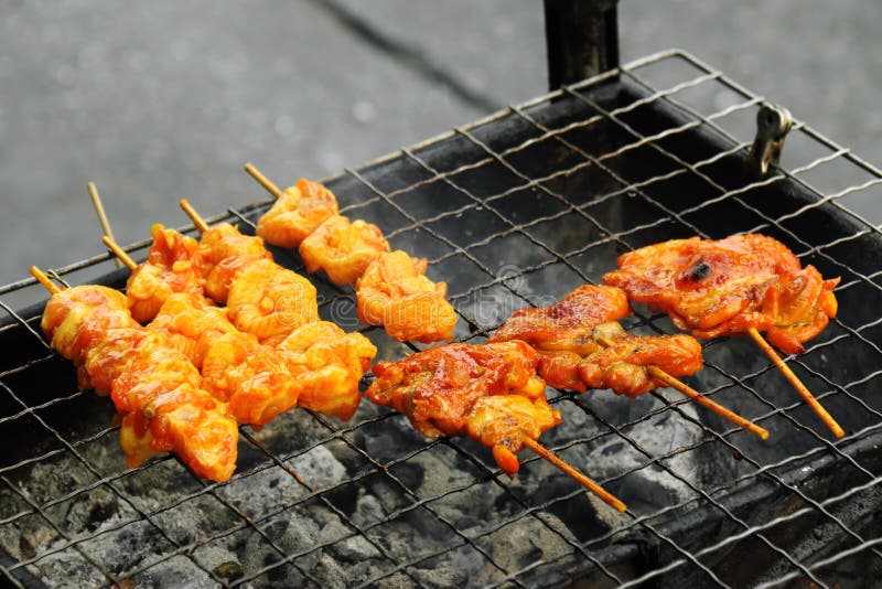 Thai Chicken Barbecue and Herb Stock Image - Image of grilled, asian ...