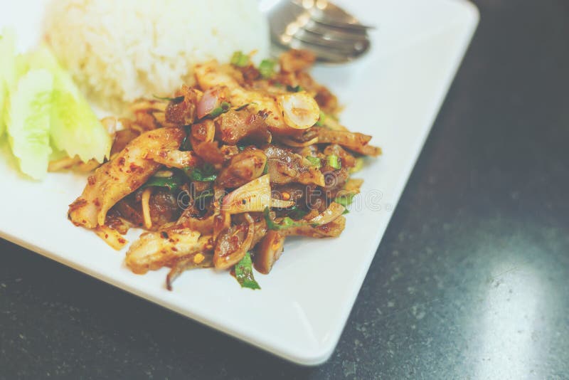 Thai chicken spicy menu. stock image. Image of restaurant - 122122059