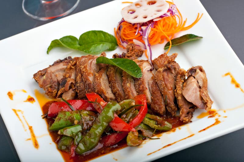 Thai Chile Basil Duck stock image. Image of culture, appetizer - 18529751