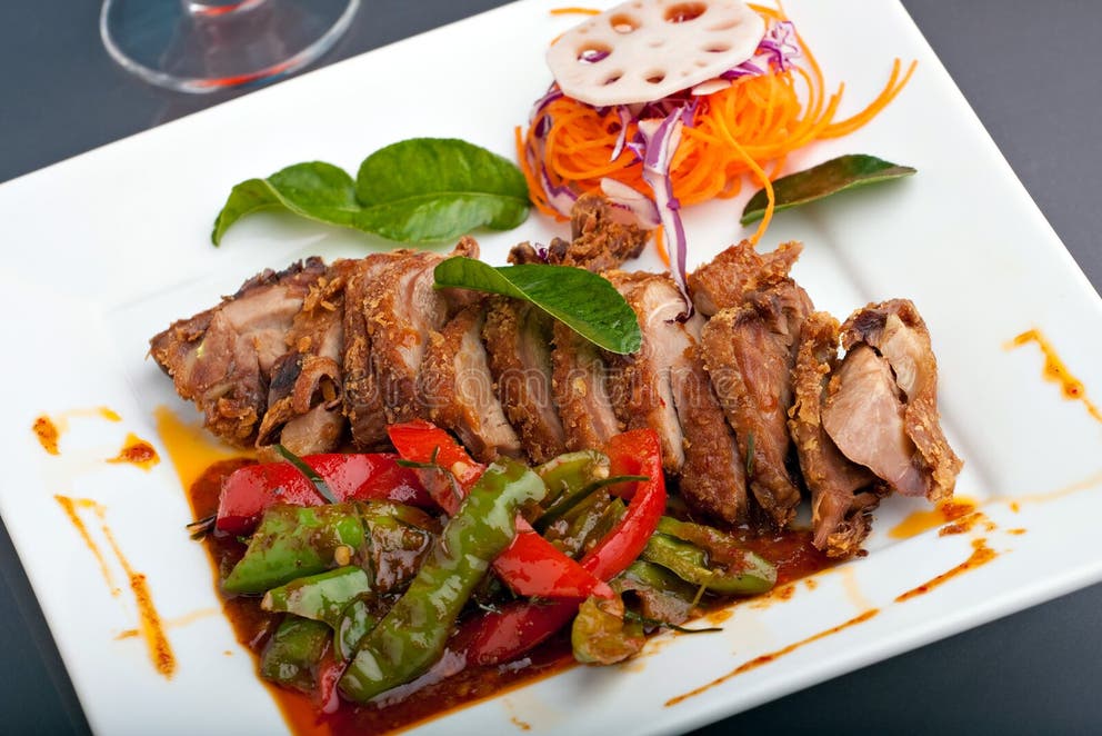 Thai Chile Basil Duck stock image. Image of culture, appetizer - 18529751