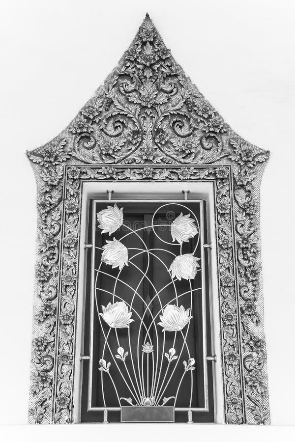 Thai Classical Style Ancient Art of Window Frame in Temple Stock Image ...