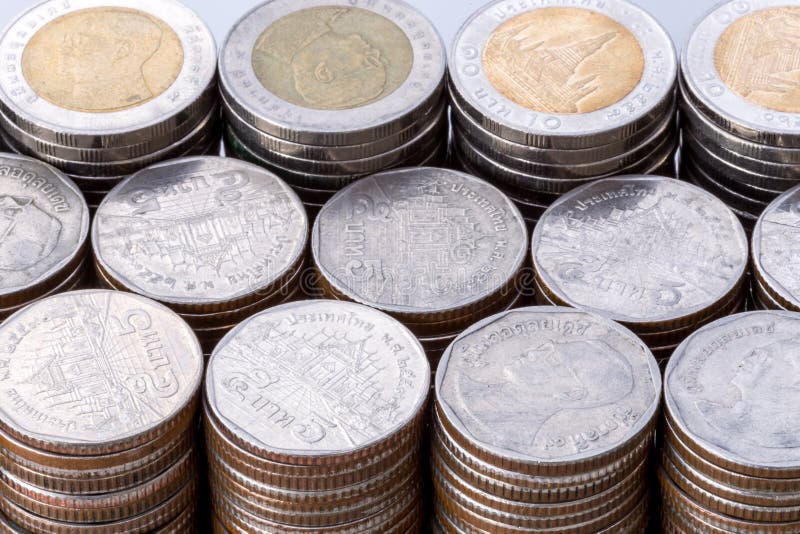 Thai coin stock photo. Image of market, pile, metal - 105211054