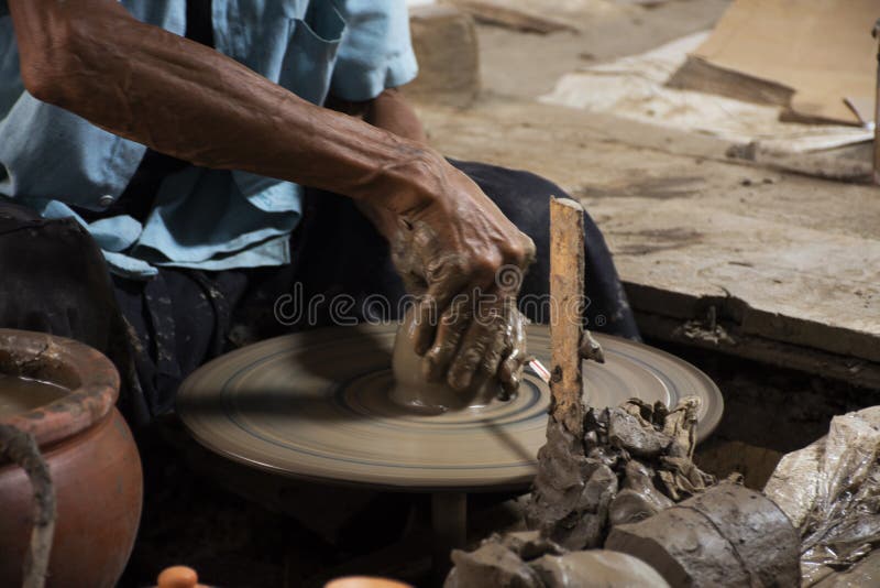 Thai Craftsmanship Technician or Professional Potter Use Machine ...