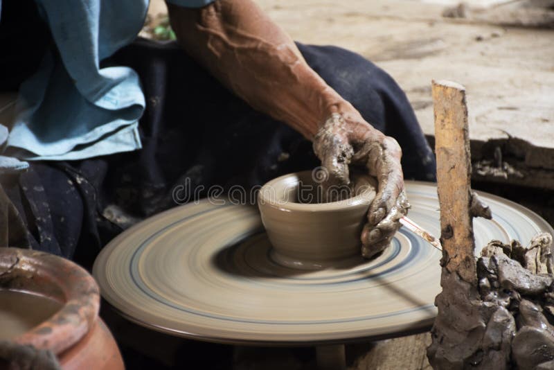 Thai Craftsmanship Technician or Professional Potter Use Machine ...