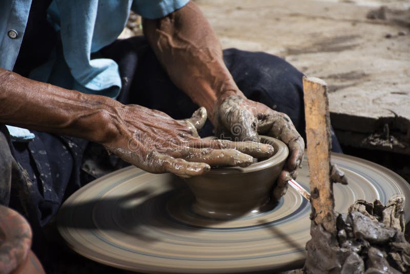 Thai Craftsmanship Technician or Professional Potter Use Machine ...