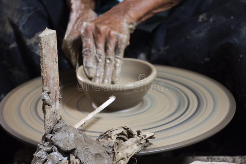 Thai Craftsmanship Technician or Professional Potter Use Machine ...