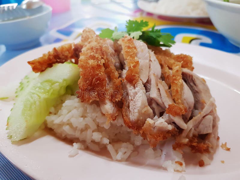 Thai Crispy Fried Chicken with Rice Stock Photo - Image of style, food ...