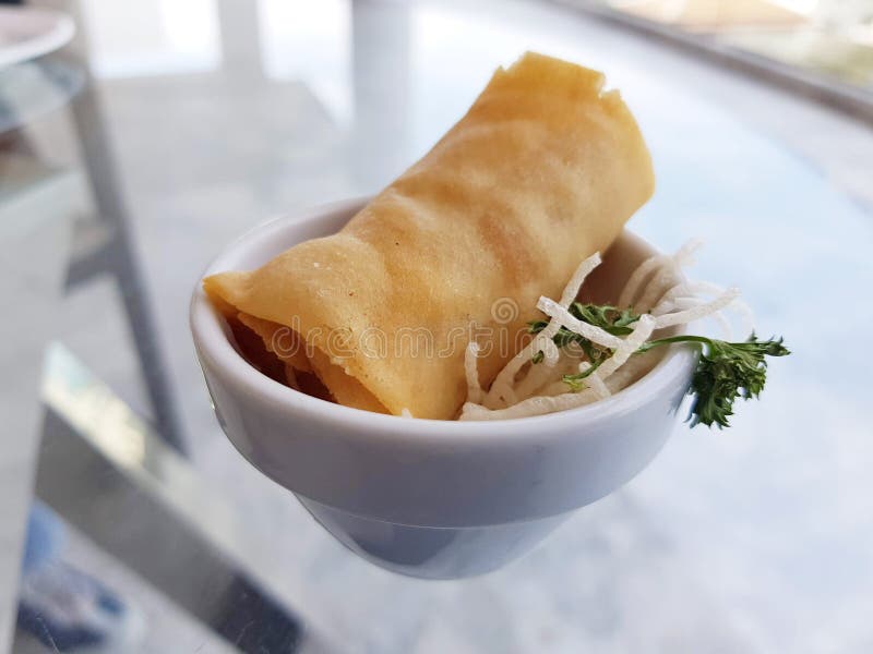 Thai Crispy Mee with Spring Rolls Stock Photo - Image of closeup, krob ...