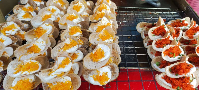 Thai Crispy Pancake for Selling with Two Different Flavours Stock Image ...
