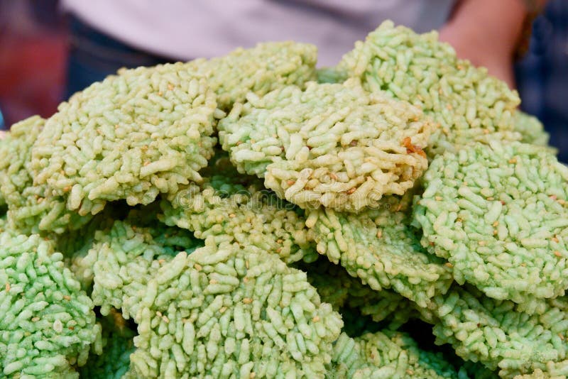 Thai Crispy Rice, Thai Rice Cracker, Close Up Stock Photo - Image of ...