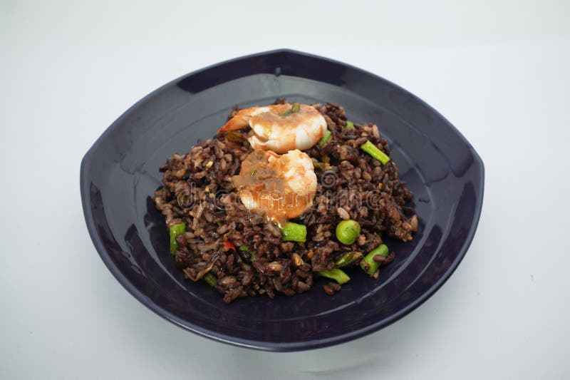 Thai Cuisine , Chilli Paste Fried Rice with Prawn and Fried Egg Stock ...