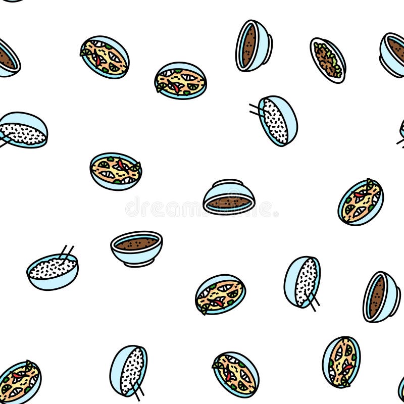 Thai Cuisine Food Asia Seamless Pattern Vector Stock Illustration ...