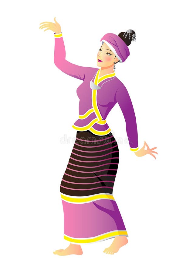 Thai Dance Woman with Temple Stock Vector - Illustration of book ...