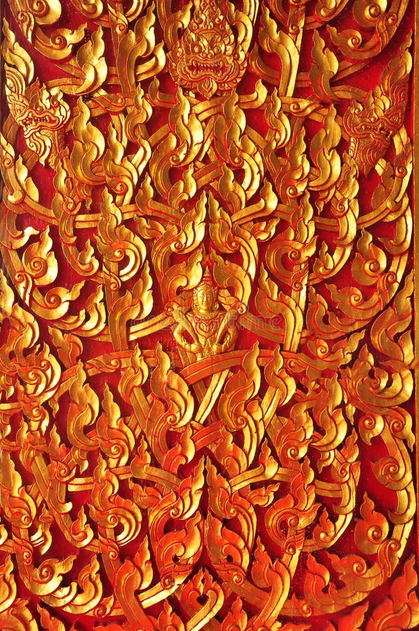 Thai Design on the Temple Gate Stock Image - Image of design, thailand ...