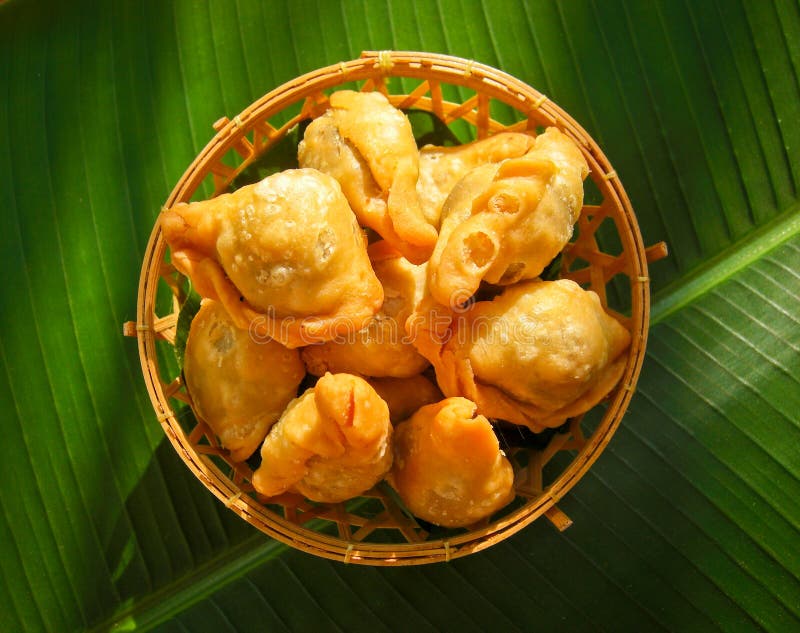 Thai Dessert Called Pan-klib or Fried Flour Stuffed with Fish Stock ...