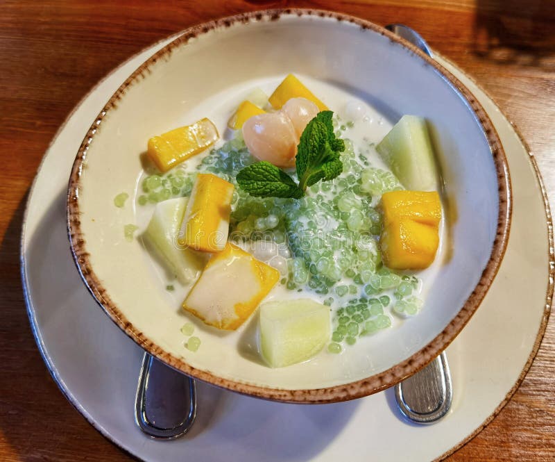 Thai Dessert Made of Tapioca, Mango, and Coconut Milk. Stock Image ...