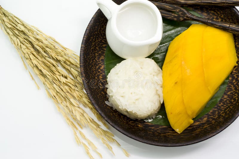Thai Dessert of Mango with Sticky Rice Stock Image - Image of mango ...