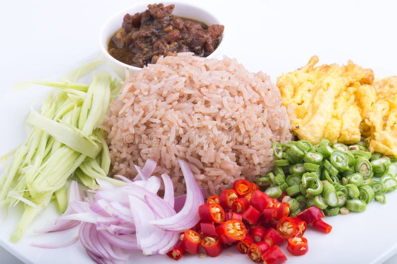 Thai Dish ,Kao Kluk Kapi, Brown/purple Fried Rice Stock Photo - Image ...
