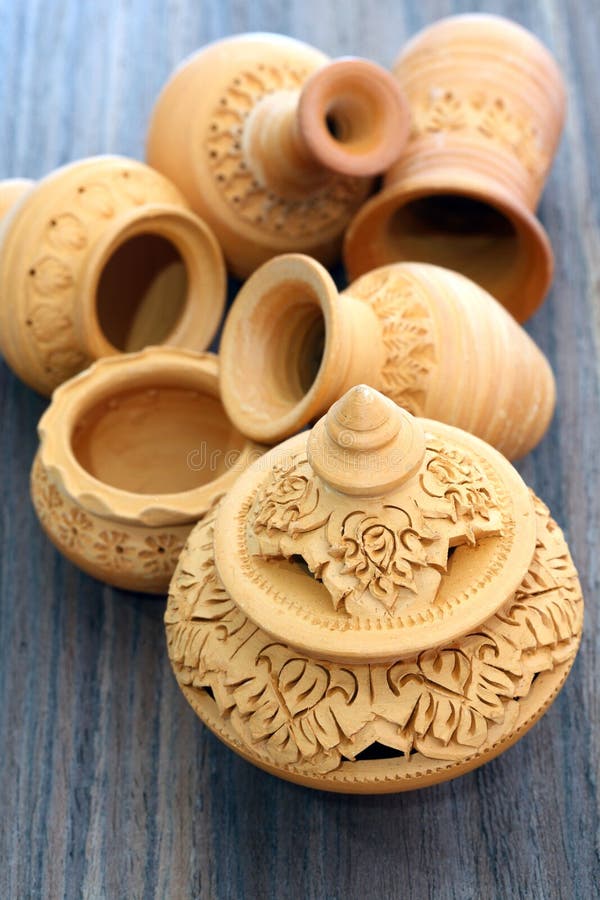 Beautiful Thai Style Designs on Pottery Stock Photo - Image of religion ...