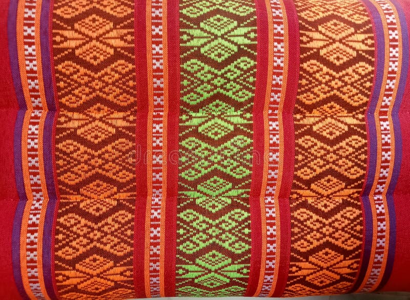 Thai Orange Green Fabric Pattern, Thai Pattern Stock Photo - Image of ...