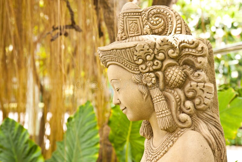 Thai Female Stone Sculpture Stock Photo - Image of religious, figure ...