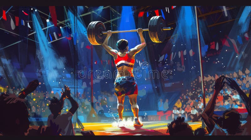 Thai Female Weightlifter Showcasing Intensity and Strength in ...