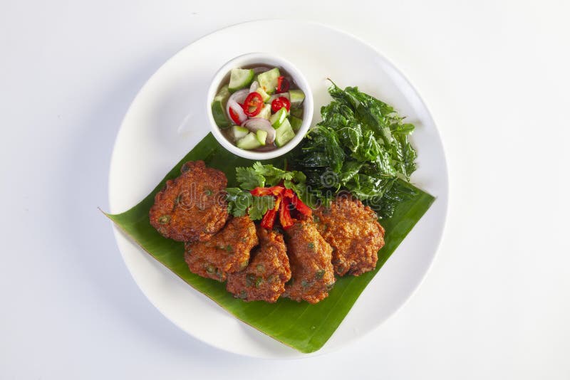 Thai Fish Cake Paste Chili Deep Fried with Herb and Crispy Thai Basil ...