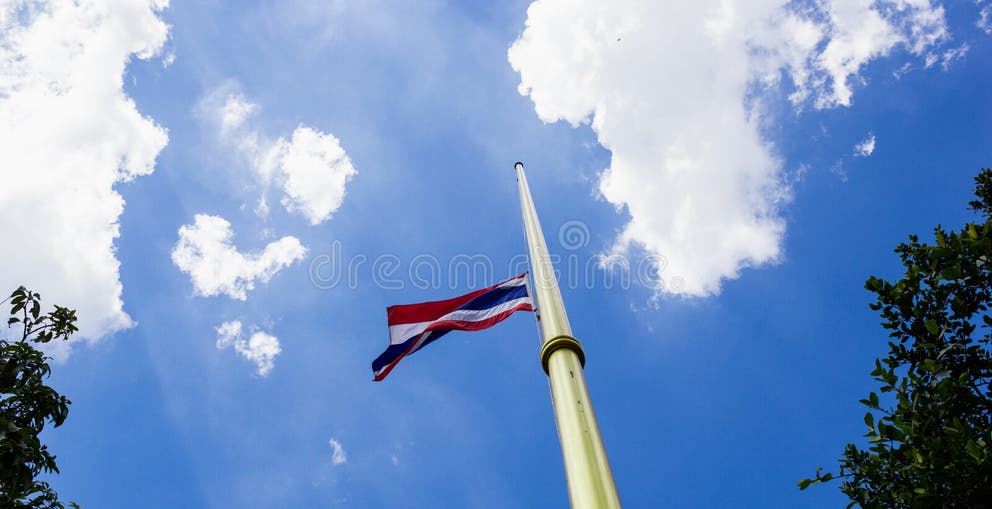 Thai Flag in the Air and Sky Stock Image - Image of backgroud, waft ...