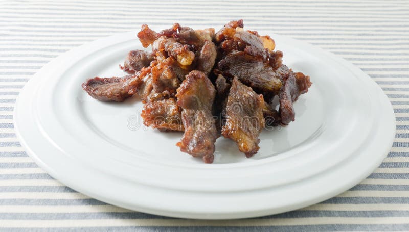 Thai Food Deep Fried Beef on a Dish Stock Image - Image of lunch, meal ...