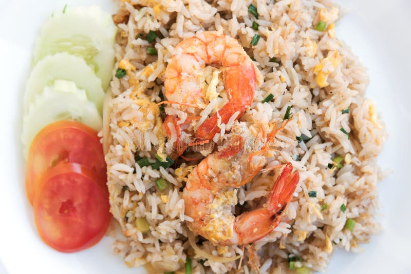 Thai Food Fire Rice with Shrimp and Eggs Stock Image - Image of fired ...