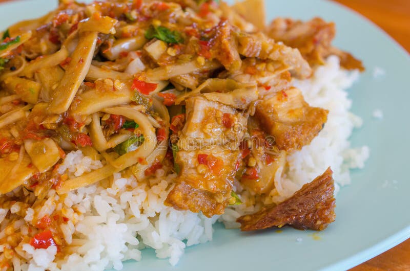 Thai Food, Fried Rice with Basil Pork Stock Photo - Image of flavor ...