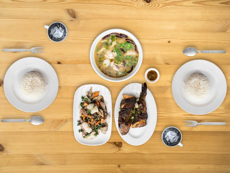 Thai food lunch set. stock image. Image of sitting, couple - 76278555