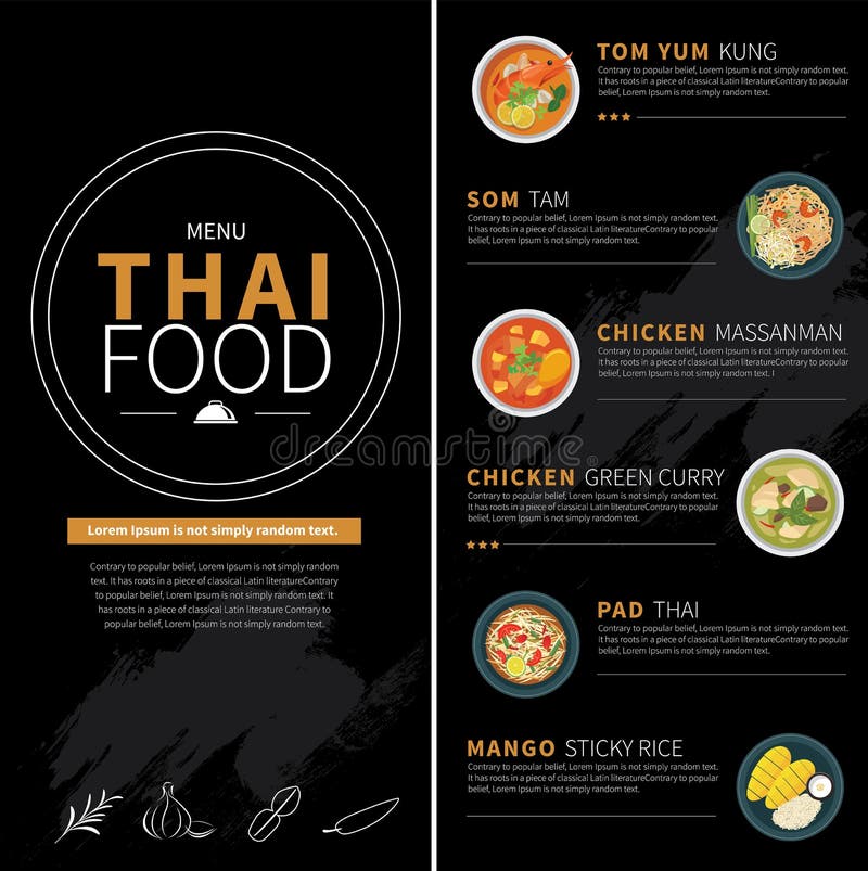 Thai Food Restaurant Menu Template.thai Tradition Backgro Stock Vector ...