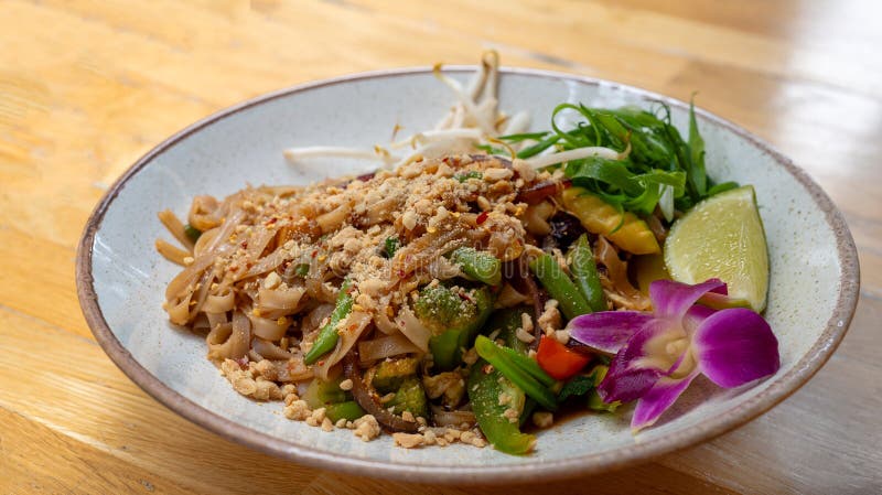 Thai Food Pad Thai Local Food Fried Noodle with Chicken Stock Image ...