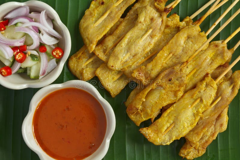 Moo Satay, Pork Satay, Thai Cuisine Stock Photo - Image of spicy ...