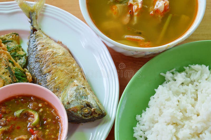 Thai Food Set Plain Rice Table Stock Photos - Free & Royalty-Free Stock ...