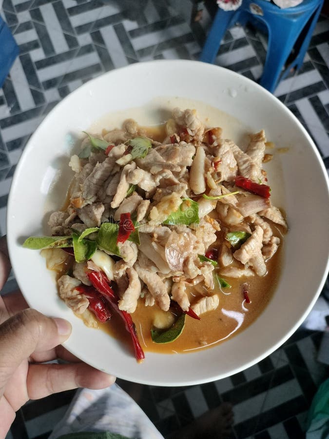 Thai Food, Stir-fried Chicken with Dried Chilli Stock Photo - Image of ...